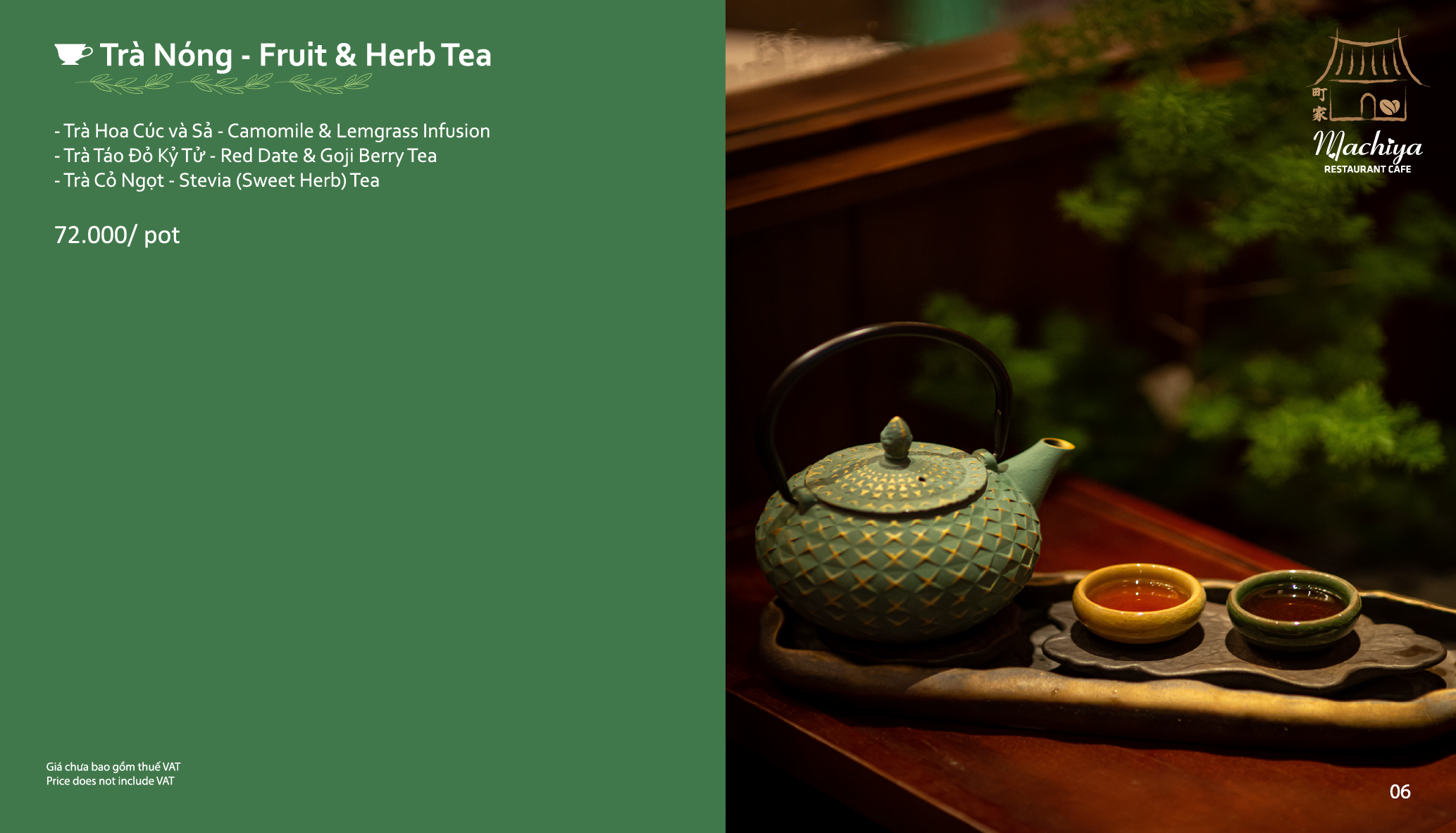 Menu List – Machiya Cafe Restaurant – The Japanese Coffee House